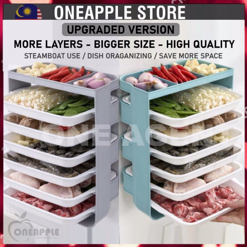 NEW 6 Layers Stackable Food Plate Rack Wall Mounted Steamboat Hot Pot ...