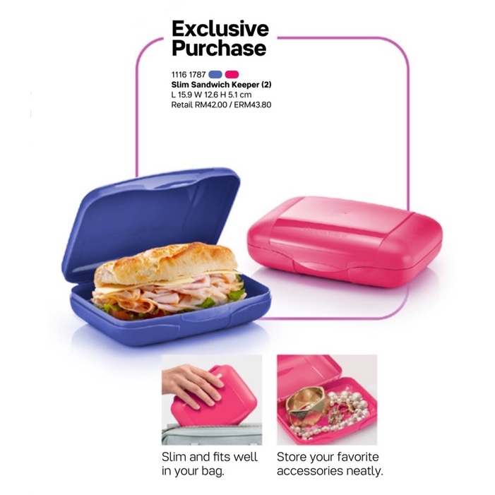 Tupperware Slim Sandwich Keeper (1pc/2pcs) | Shopee Malaysia
