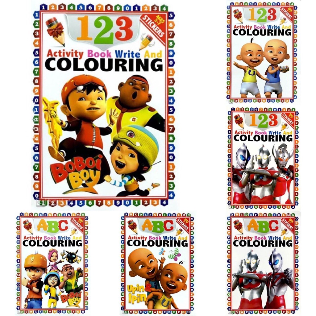 ABC / 123 Activity Book Write And Colouring Sticker / Buku Mewarna ...