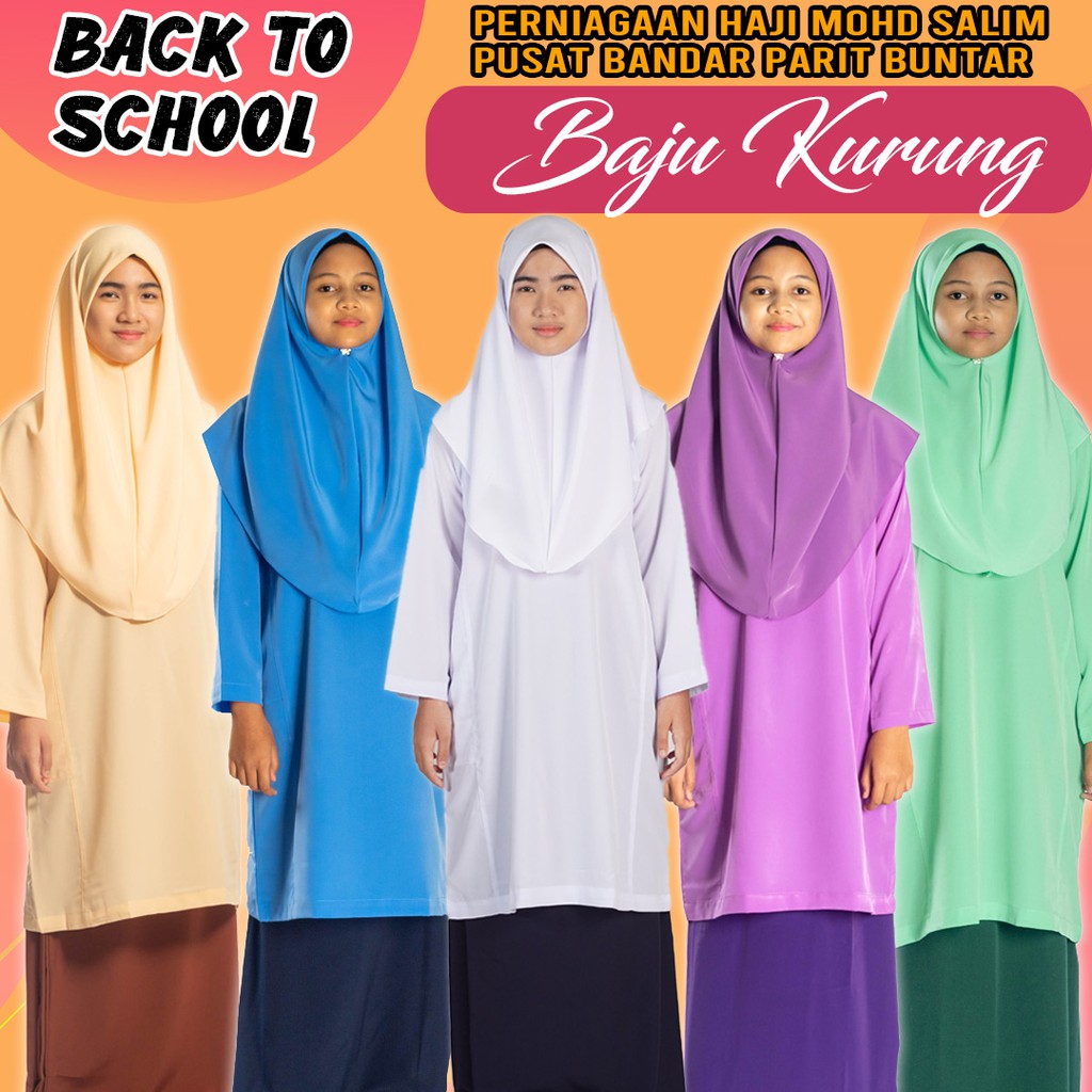 Baju Kurung Sekolah Rendah Menengah Putih Biru Beige MRSM PRS Hijau ...