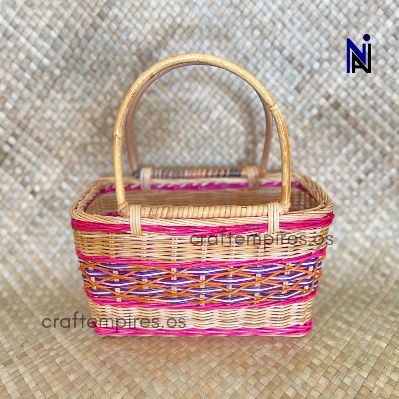 Bakul Rotan Petak Murah/ Natural Coloured Rectangular Rattan Basket / 3 ...