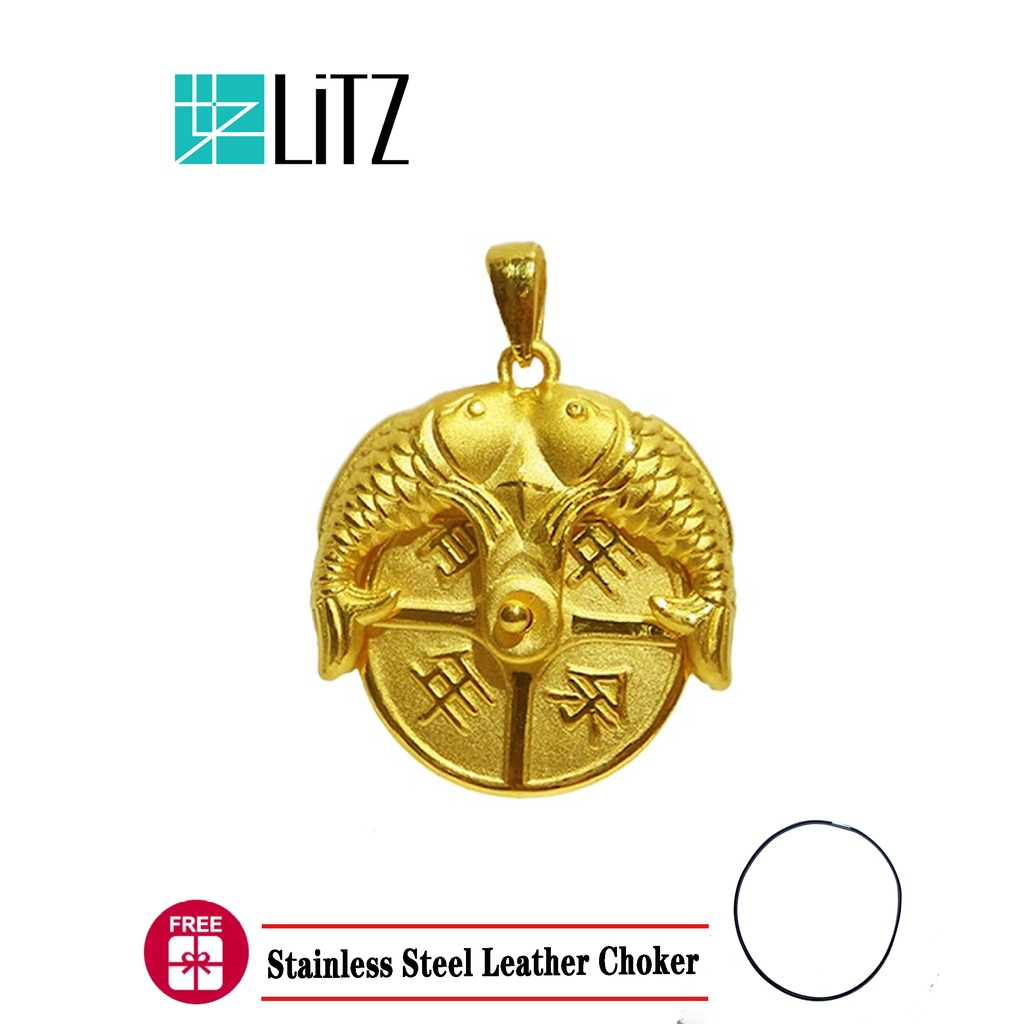 LITZ 999 (24K) Gold Fish Pendant 年年有余吊坠 EP0167 (5.80g) | Shopee Malaysia