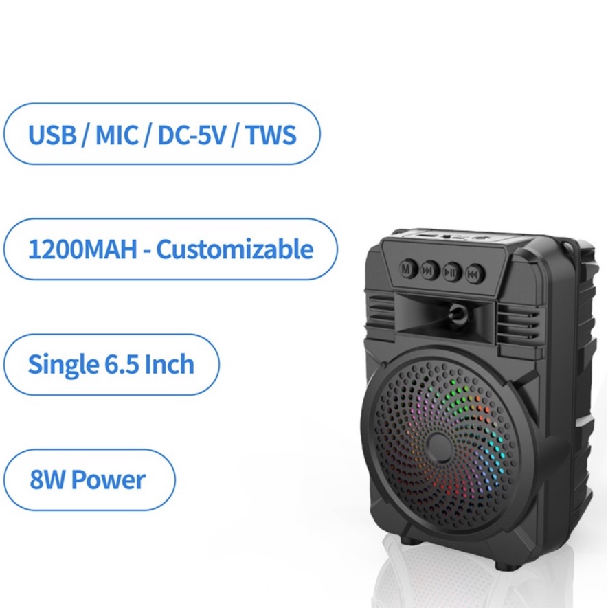 ZQS-1430 4"Inch LED Portable Super Bass Speaker Bluetooth/USB/TF/LED ...