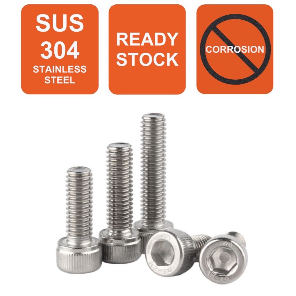(1 pc) M8 and M10 Socket Cap Head Screw DIN 912 Stainless Steel AISI ...