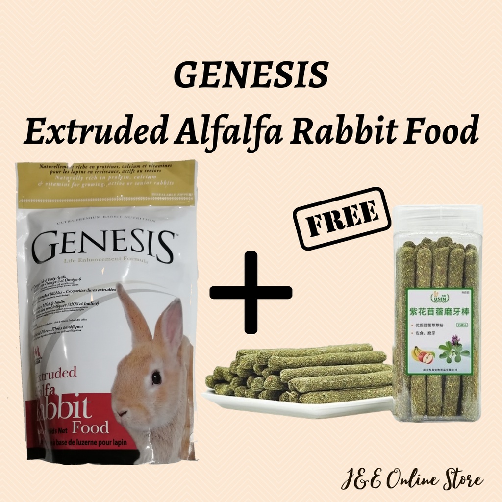 Genesis Extruded Alfalfa Rabbit Food (1kg) + 25pcs Grass Molar Stick ...