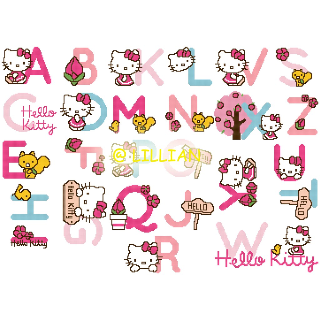 PDF Pattern *HELLO KITTY ALPHABET ALPHABETICAL ABC TO Z* Cross Stitch ...
