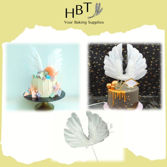white Angel wing cake topper for birthday cake, wedding and flower ...