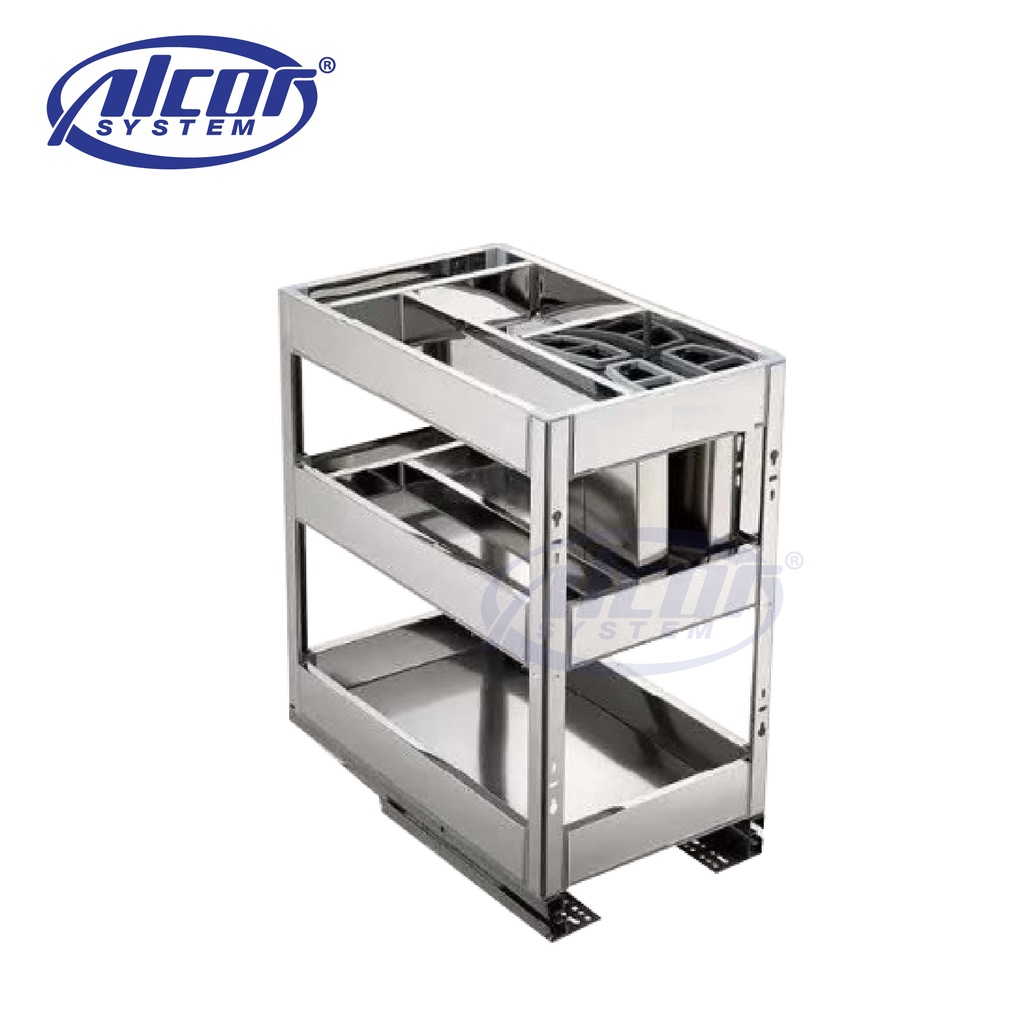Alcor System 304 Stainless Steel 3 Tier Multipurpose Pull Out Unit ...