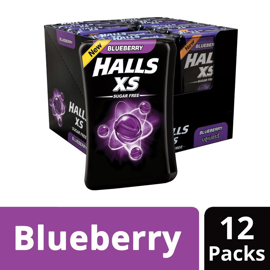 12 Packs Halls XS Blueberry Sugar Free Mint Sweet (LOCAL READY STOCKS ...