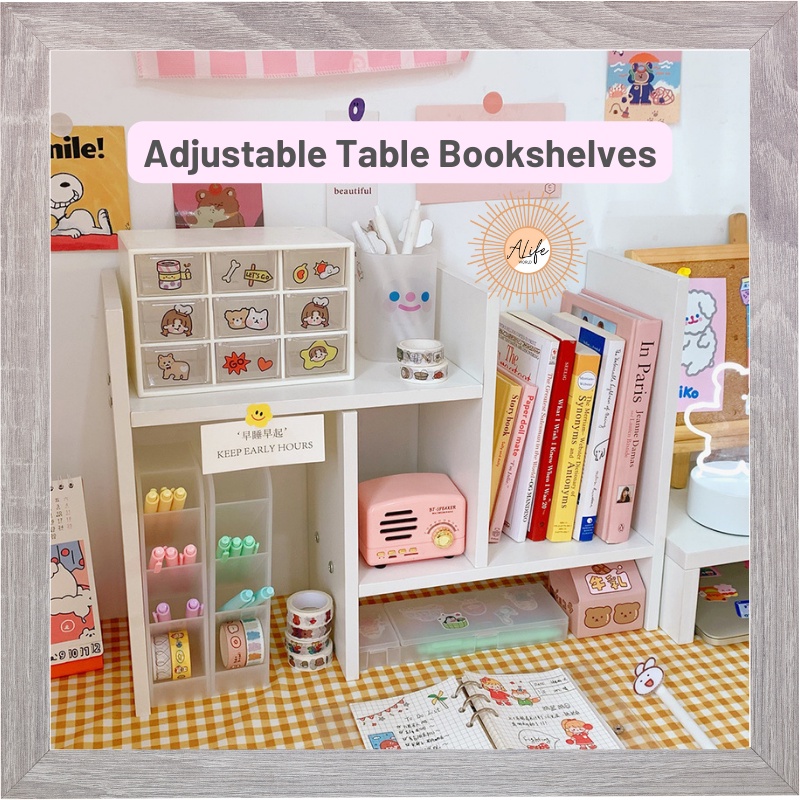 ALife Rak Buku Boleh Laras Belajar Ofis Adjustable Book Shelf Table ...