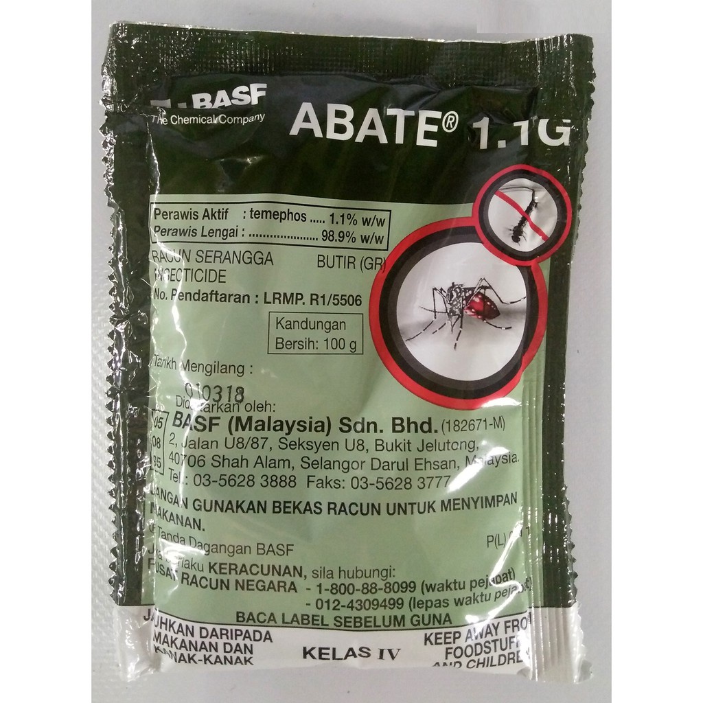 Abate 1.1G (100g/Pack) Mosquito Larva Ubat Jentik-jentik, Aedes, Denggi ...