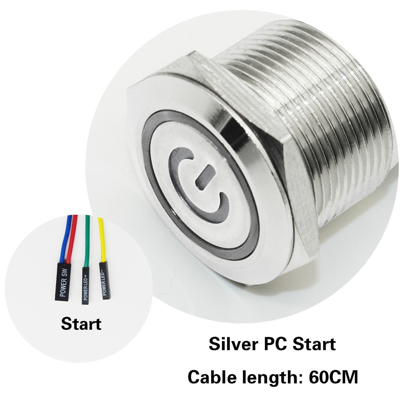 PC Host Start Restart LED Metal Button Switch PC DIY 12mm 16mm 19mm ...