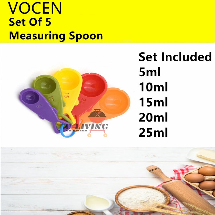 VOCEN Set Of 5 Measuring Spoon / Sudu Sukatan Plastik | Shopee Malaysia