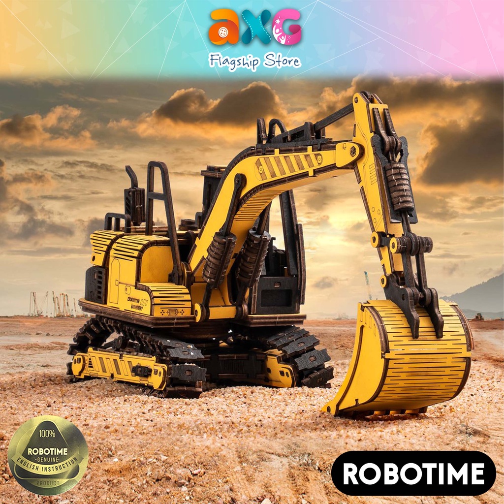 Robotime Rokr DIY Excavator 3D Wooden Puzzle Kit TG508K | Shopee Malaysia