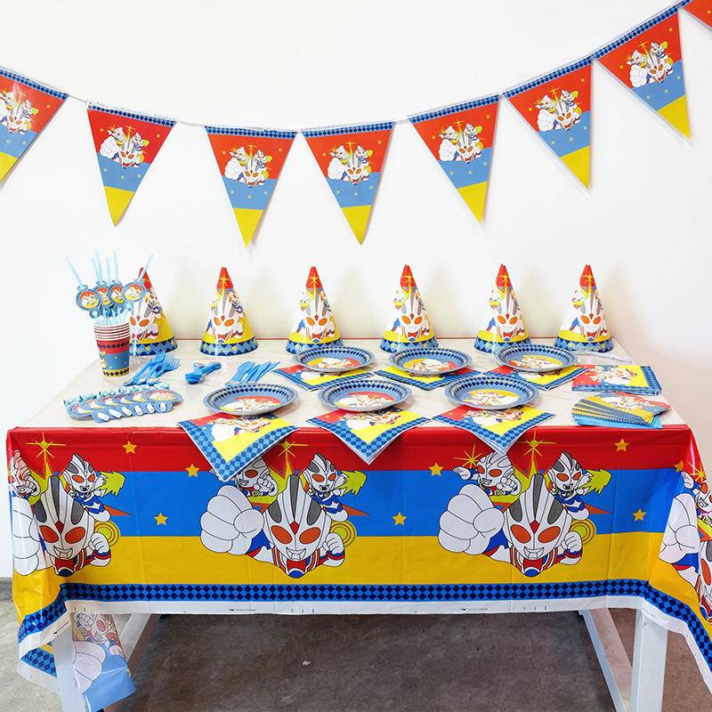 Ultraman Theme Birthday Party Decorations Cutlery Cartoon Salted Egg ...