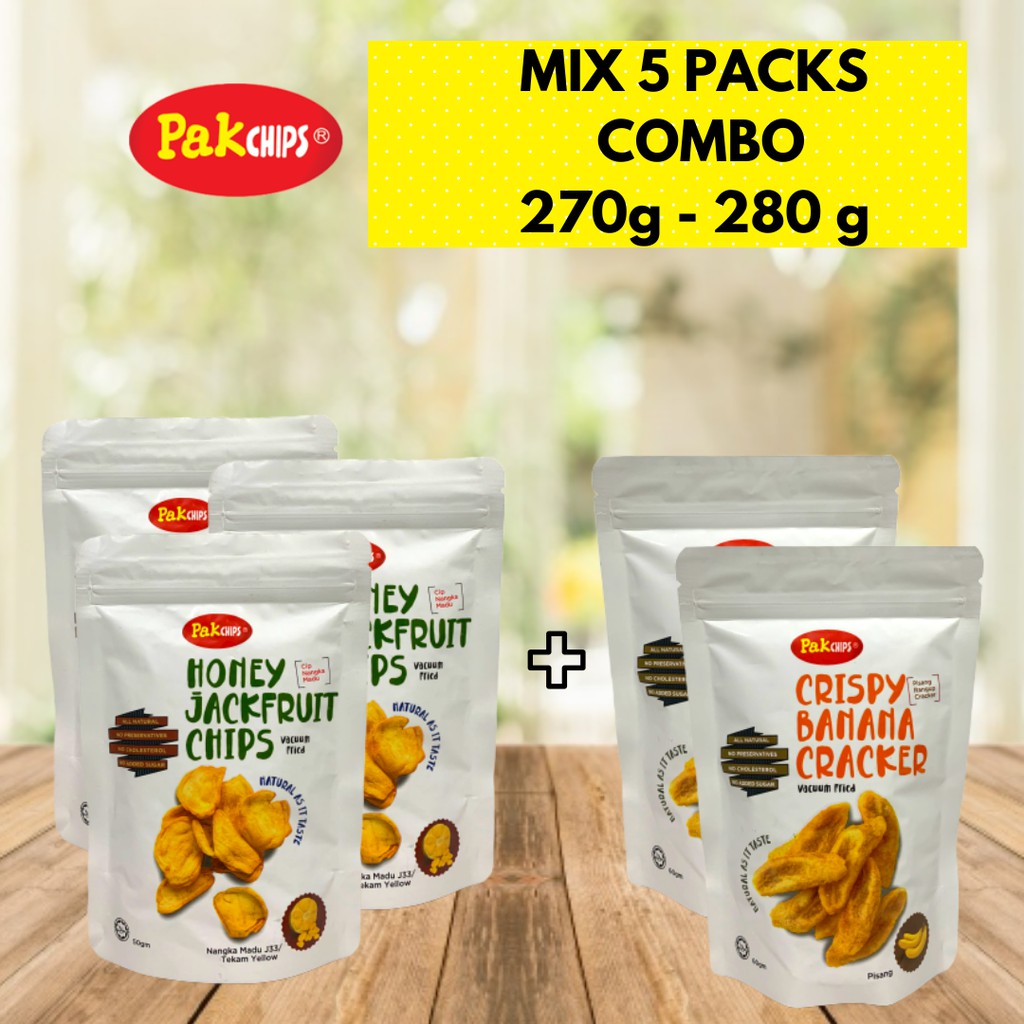 Pakchips Giftbox 5 Packs Honey Jackfruit Chips & Crispy Banana Cracker (kerepek nangka kerepek ...