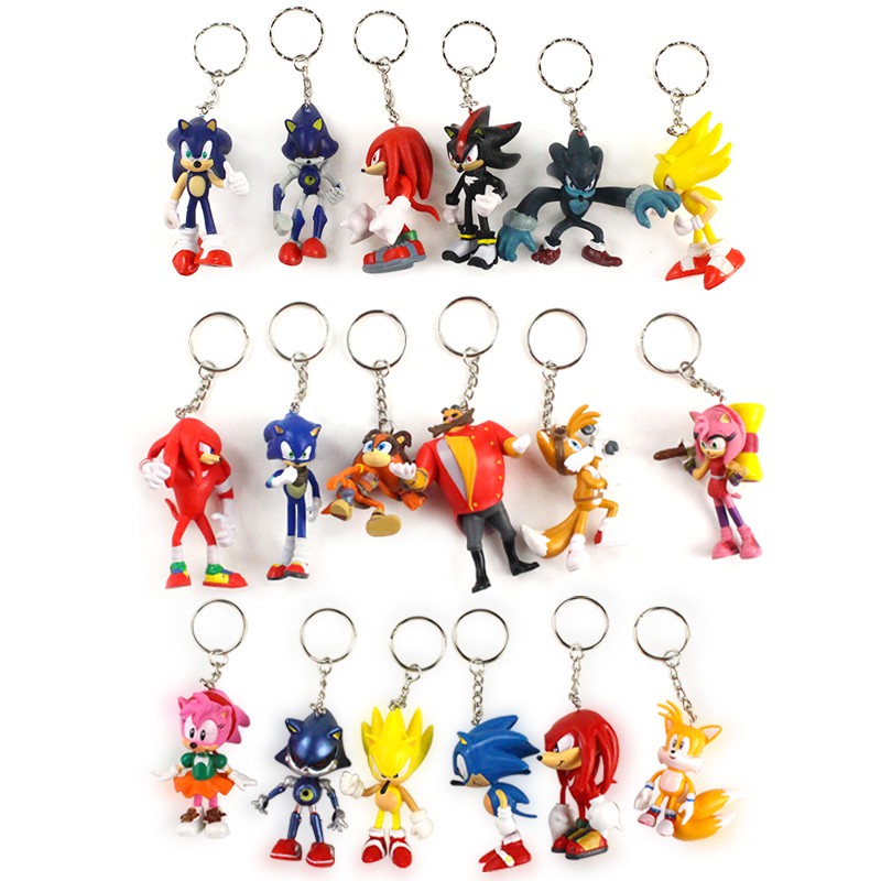 5-7cm 6pcs/set Sonic Key chain Sonic Shadow Tails Amy Rose Dr Eggman ...