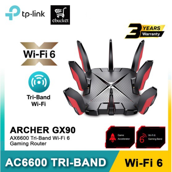 TP-Link Archer GX90 AX6600 Next-Gen Wi-Fi 6 Tri-Band Gaming Router ...