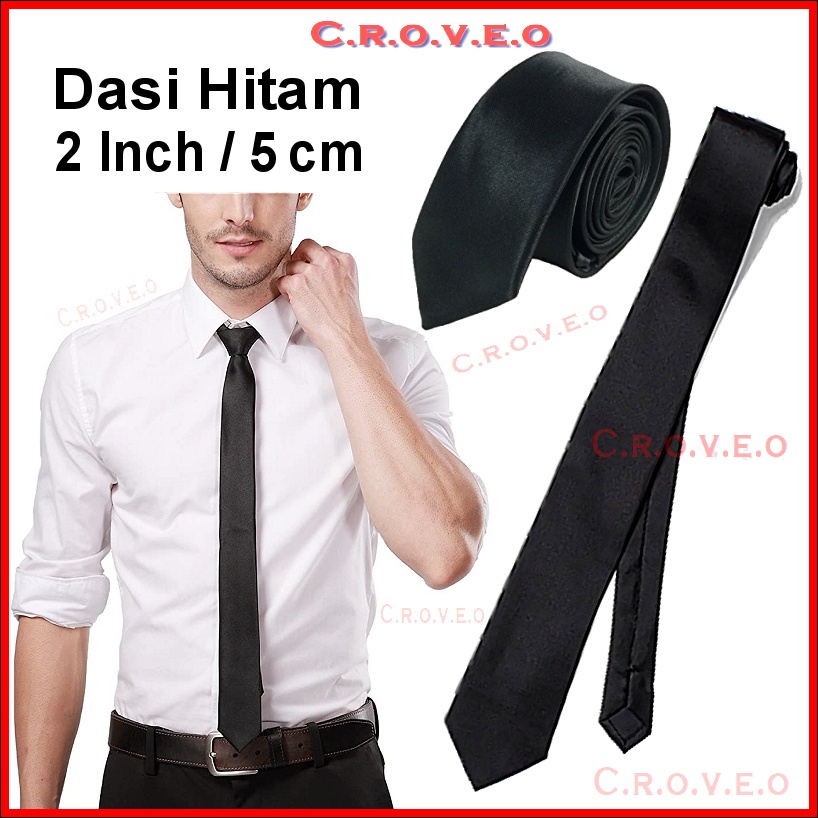 HITAM MERAH Men's Slim Long Plain Tie Black 5 cm 2 Inch Fit Slimfit ...