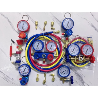 Manifold Gauge gas meter aircond with 3pcs Charging Hose Set R410a R32 R22 R134A R600 Air Cond ...