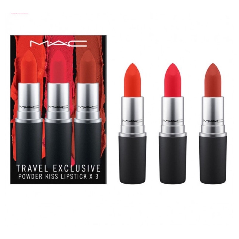 Mac Travel Exclusive Powder Kiss Lipstick Set (devoted to chilli ...