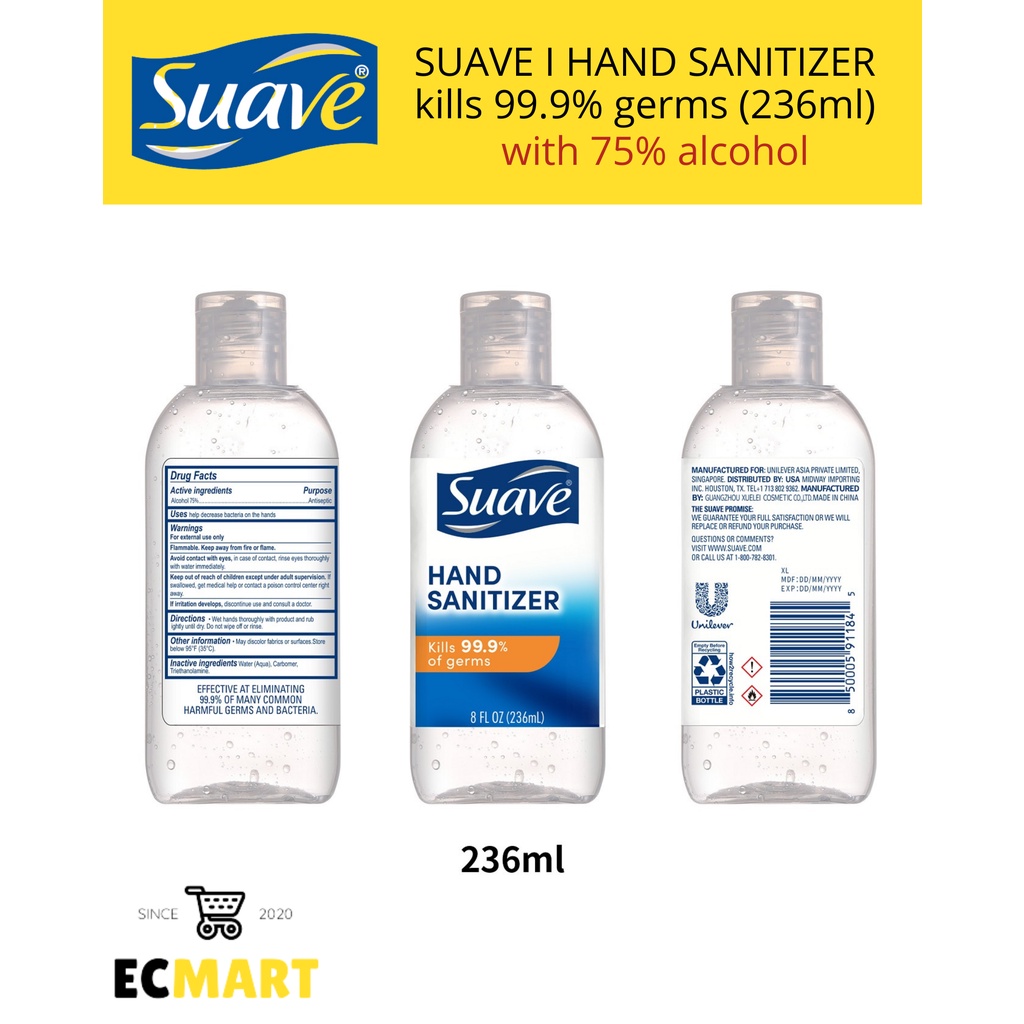 Unilever Suave Hand Sanitizer 236ml (Gel) 💯 Original | Shopee Malaysia