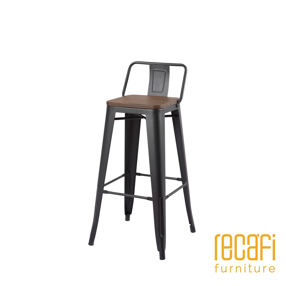 Recafi Furniture Tolix Moticca Backrest Metal Stool With Wooden Seat ...