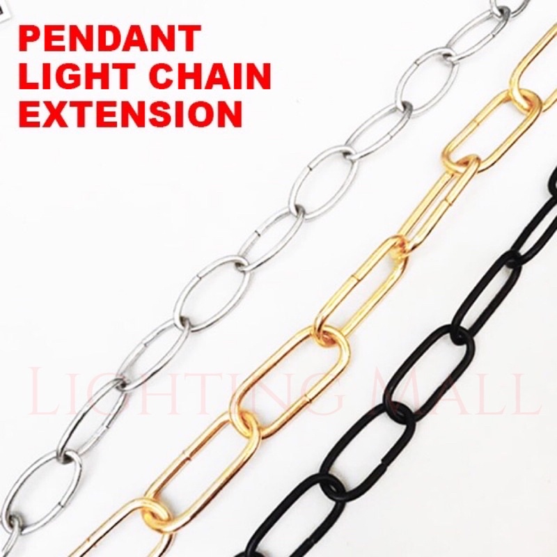 Rantai Chain Gold/Black Iron Long Oval Shape Pendant Lamp Chain ...