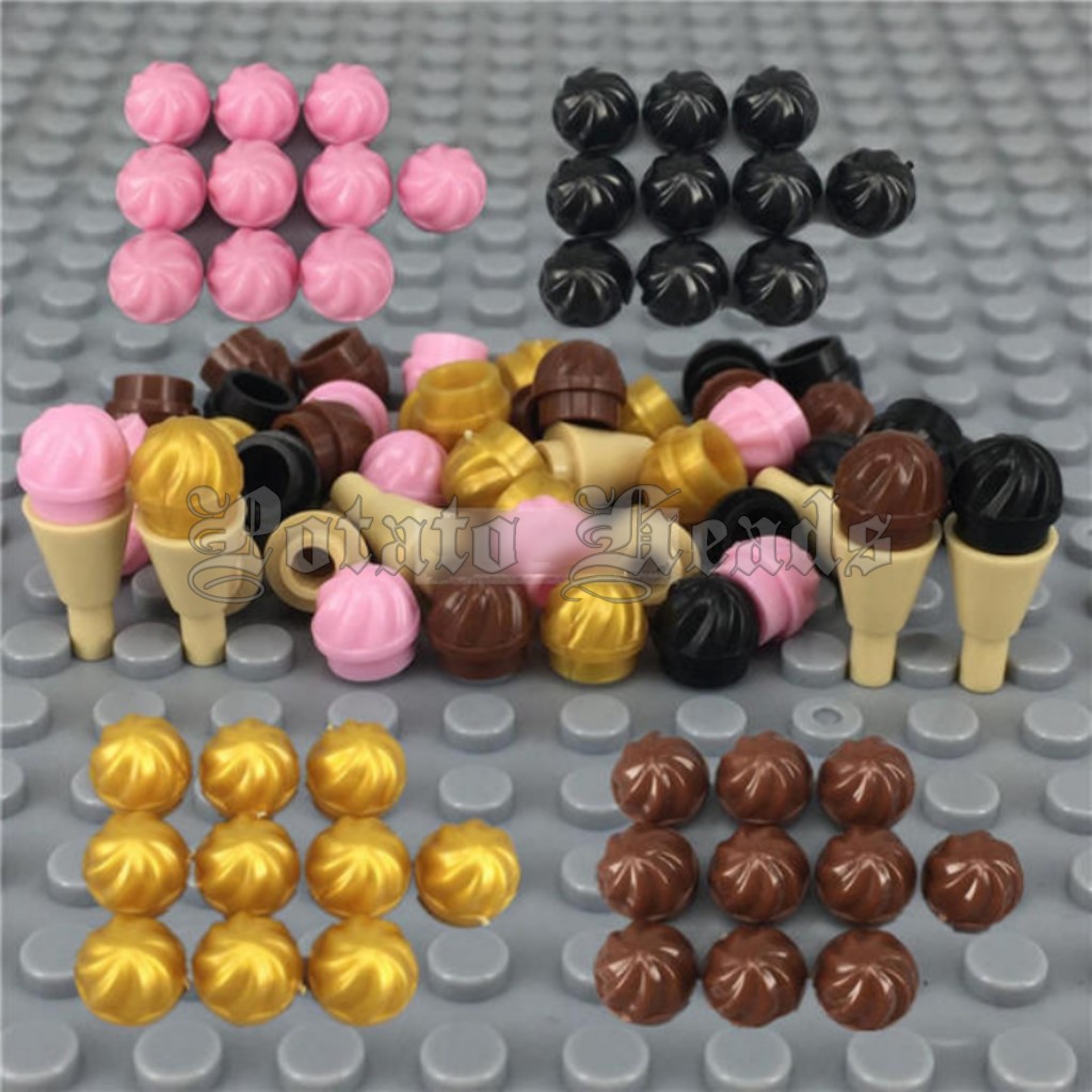 MOC SUNDAE CONE WITH STRAWBERRY / CHOCOLATE (LEGO COMPATIBLE) | Shopee ...
