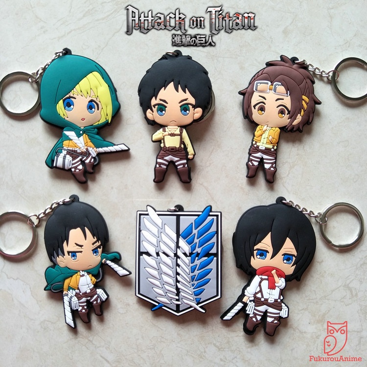 Attack on titan keychains Levi Ackerman Hange Zoë Mikasa Ackerman Eren ...
