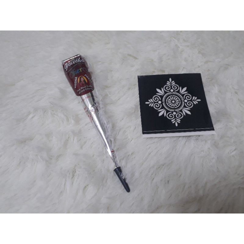 Sticker inai Raya murah reusable RM1, inai lukis warna merah/maroon ...