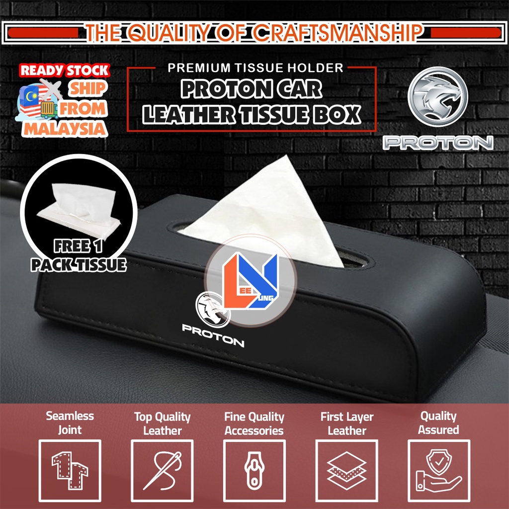 PROTON SAGA X70 Leather Car Tissue Box Tisu Holder for X50 PERSONA GEN2 ...