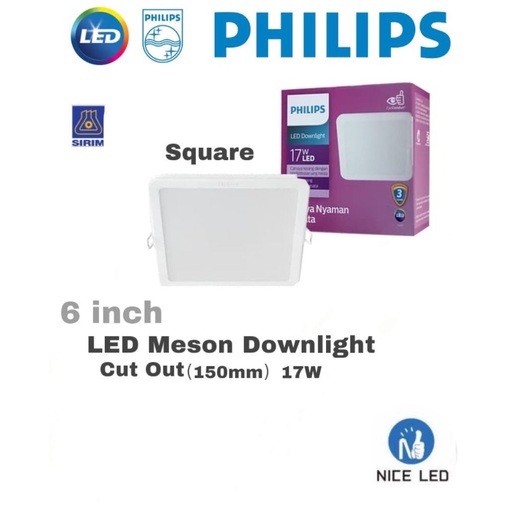 Philips 6inch 17w Meson LED Down light (square) | Shopee Malaysia