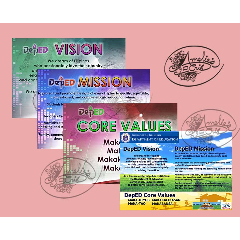 Deped Vision, Mission and Core Values Educational Laminated Chart A4 ...