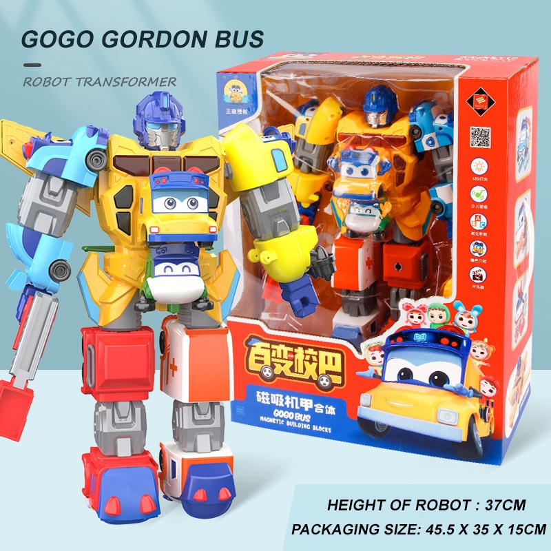 Gogobus Robot Transformer GoGo Gordon Bus Magnetic Building Blocks Mini ...