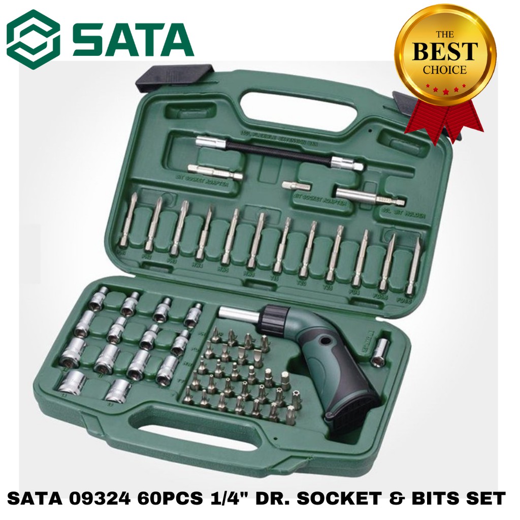 SATA 09324 60PCS 1/4" DR. SOCKET & BITS SET / BIT SOCKET / SOCKET SET ...