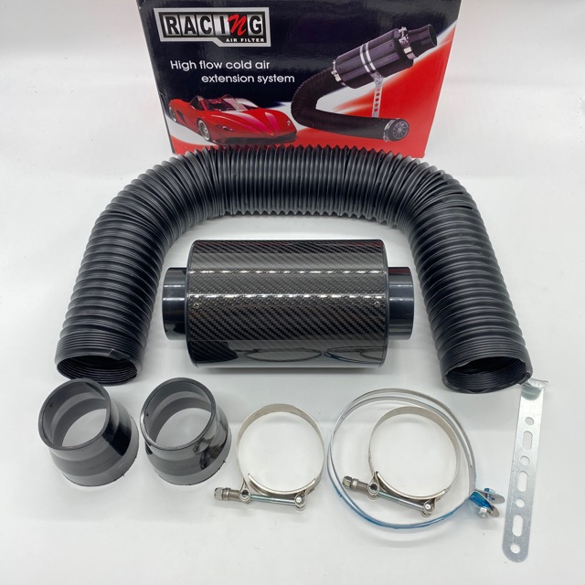 Universal Carbon Fiber Intake Kit 3Inch Flexible Pipe Piping With ...