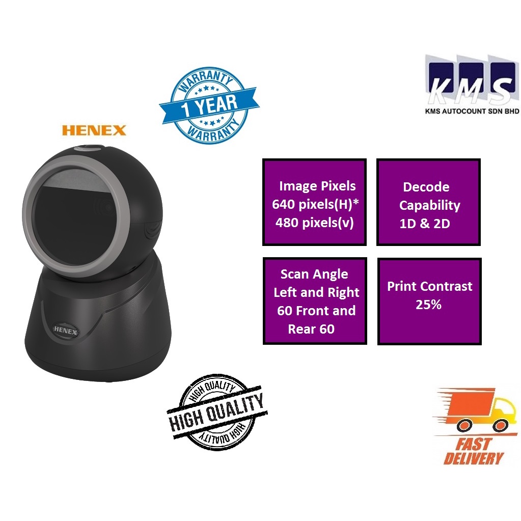 Henex HC-6052 Fast 1D 2D Desktop Barcode Scanner | Shopee Malaysia