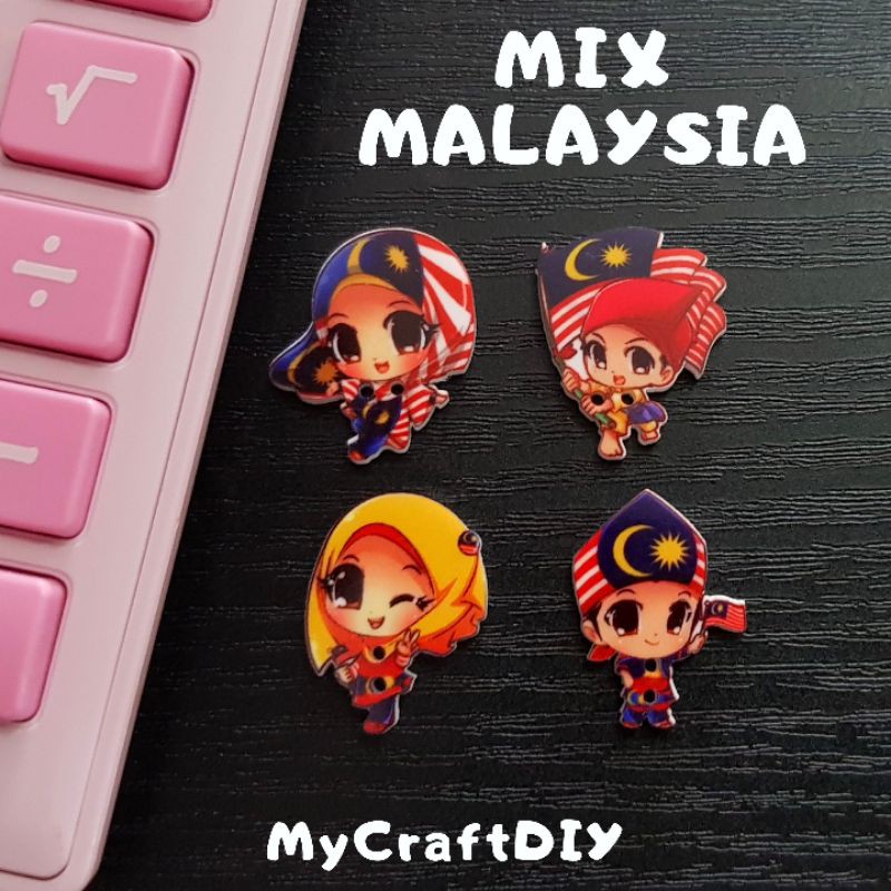 Planar Acrylic Versi Merdeka Flag Merdeka Button Craft Cute Button ...