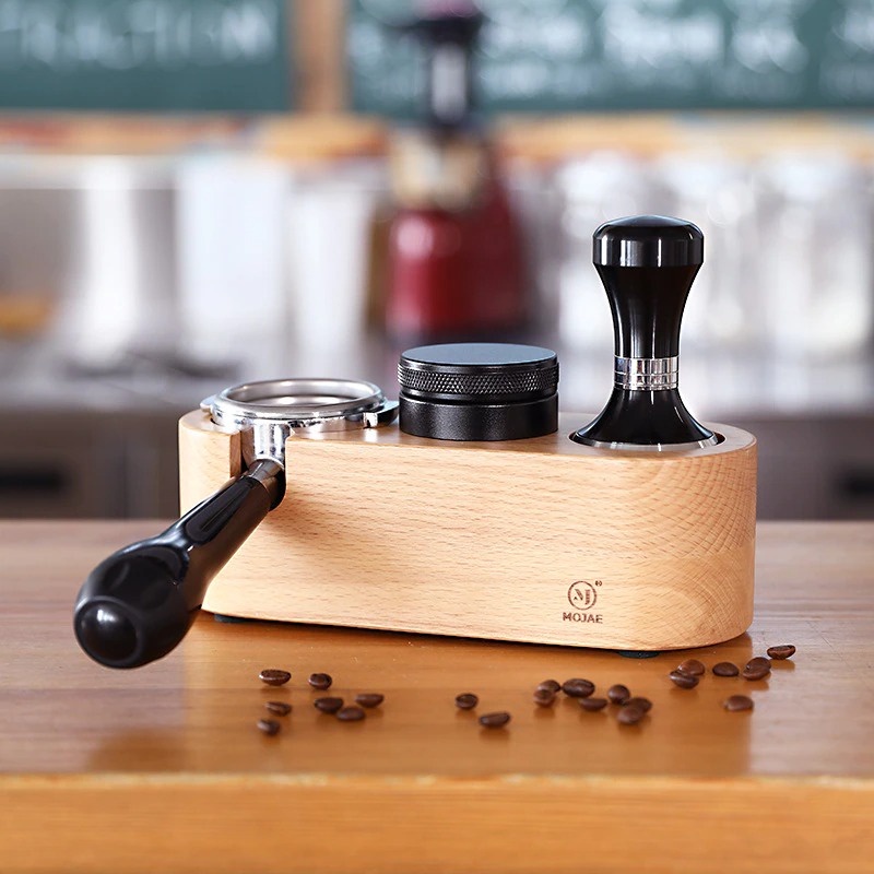 Coffee Tamper Holder Solid wood Espresso Tamper Mat Beech Press Powder ...