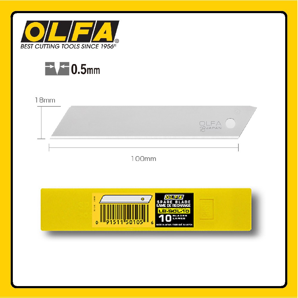 OLFA Blades (L) [ LB-SOL-10 ] No Segment (10pcs/tube) | Shopee Malaysia