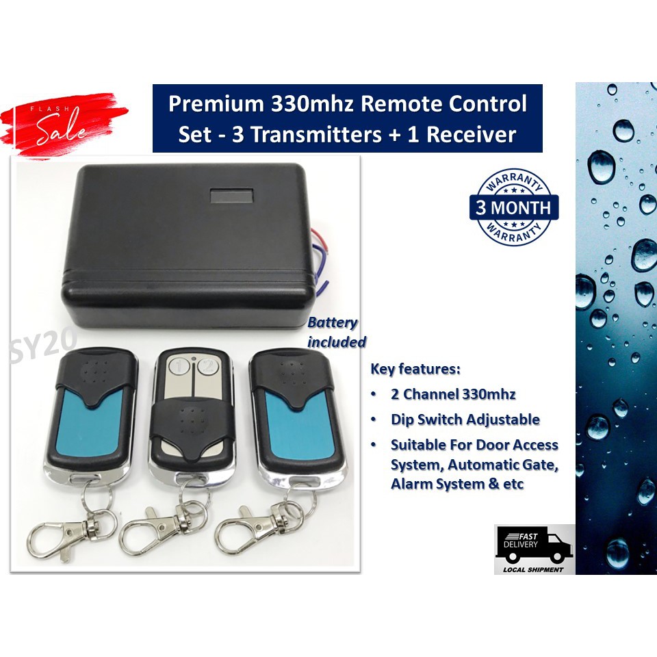 Autogate Door Wireless Premium Remote Control Set (330Mhz) / (433Mhz) with 3 Transmitters + 1 ...