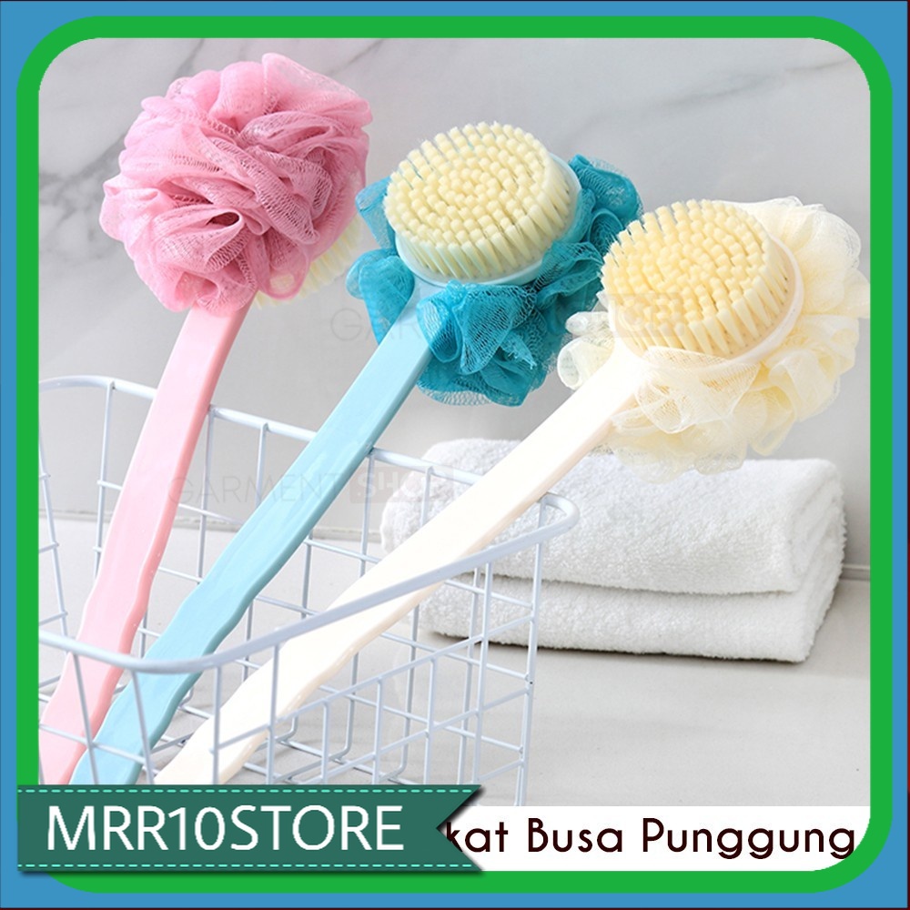 Shower Puff Stick Back Cleaning Brush Bath Foam Sponge 2In1 | Shopee ...