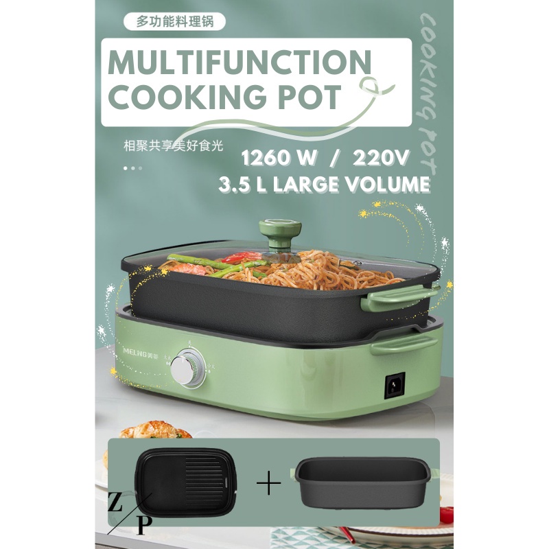 Electric Steamboat Hot Pot BBQ Grill Multifunction Frying Cooker ...
