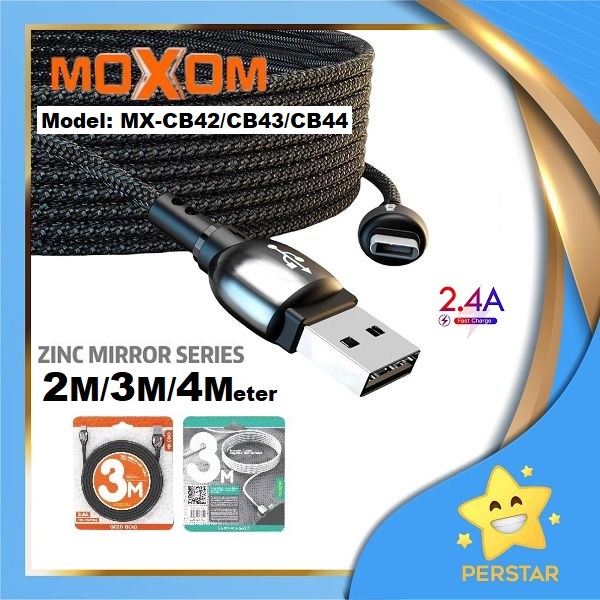 MOXOM CB42/CB43/CB44 Extra Long (2M/3M/4M Meter) Fast USB Charging Data ...