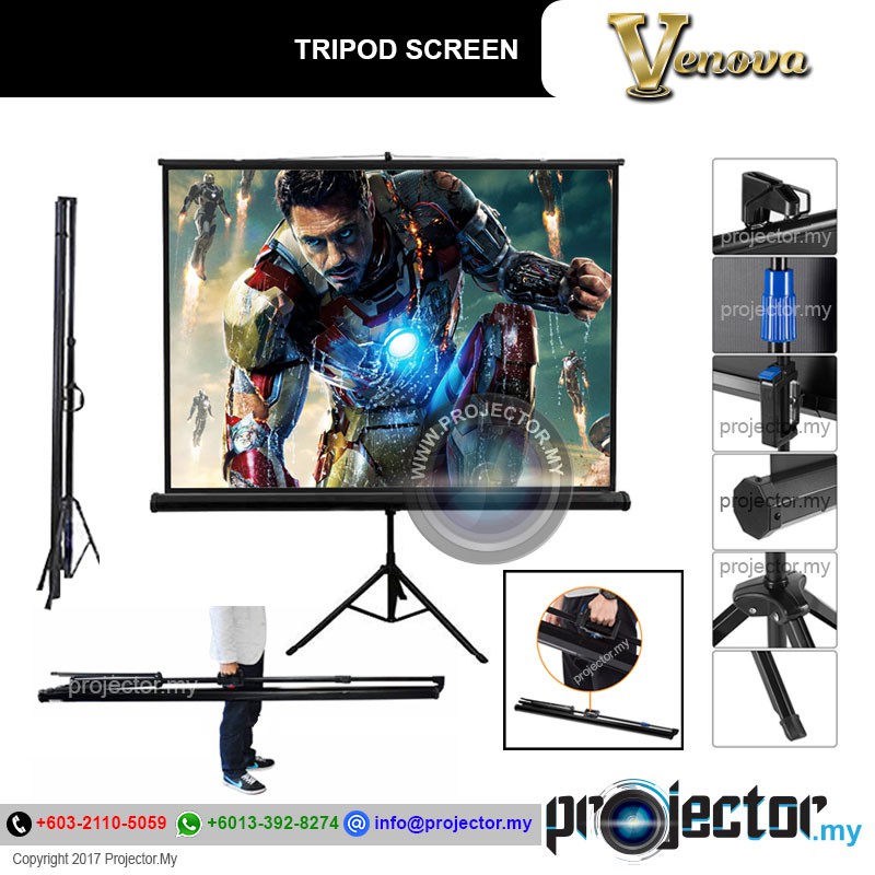 Dopah/MEKI/Venova/DP 70" x 70" (6’ x 6’) TRIPOD LCD PROJECTOR SCREEN 4: ...