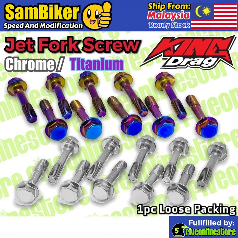 Fork Screw Lower Titanium Chrome Jet Skru Turun Fork Special Size Y15 ...