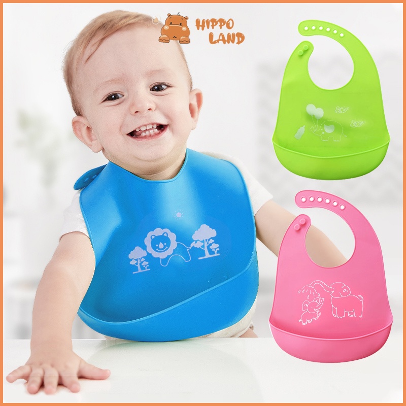 Hippo LAND Baby Feeding Apron Baby BIB SLABER Rubber Kids Baby Burb ...