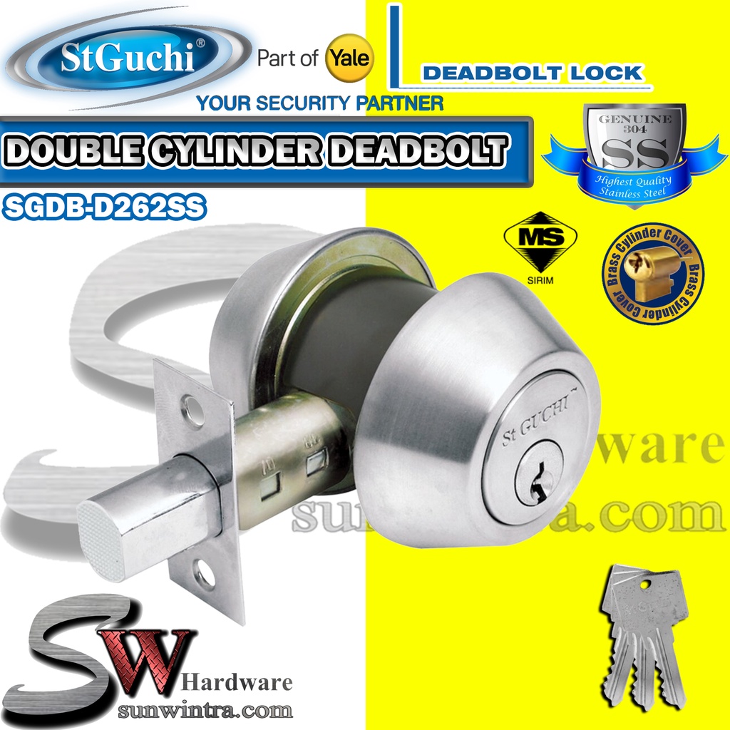 ST GUCHI SGDB-D262SS / SGDB-D292AC DOUBLE CYLINDER KEY DEADBOLT LOCK ...