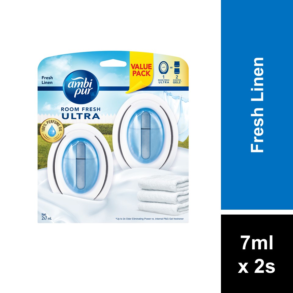 Ambi Pur Air Freshener Fresh Linen Room Fresh Ultra 7ml x 2s | Shopee ...